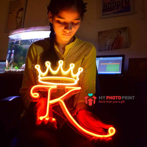 King/Queen Initial Neon Sign – MyPhotoPrint.in