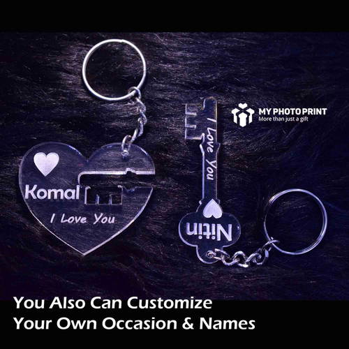 Personalized Couple Heart Key Name Acrylic Keychain – MyPhotoPrint.in
