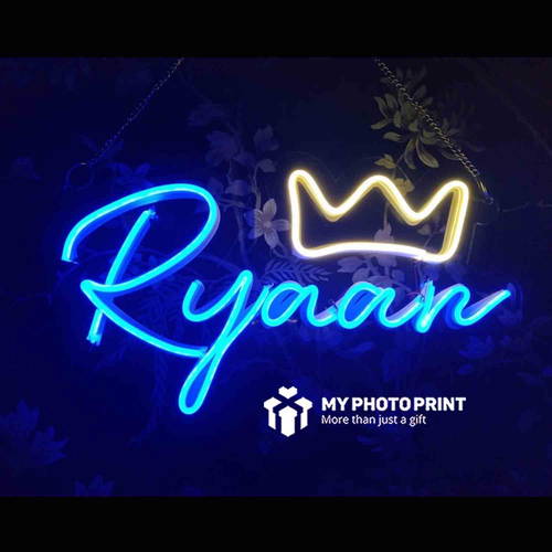 Personalized Crown & Name Neon Sign – MyPhotoPrint.in