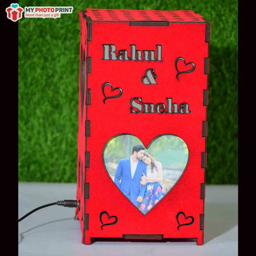 Personalized Heart Red Velvet Photo Led Shadow Box – MyPhotoPrint.in