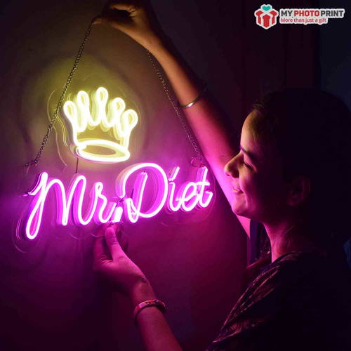 Custom Crown & Name Neon Sign – MyPhotoPrint.in