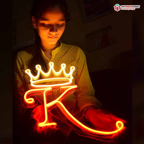 King/Queen Initial Neon Sign – MyPhotoPrint.in