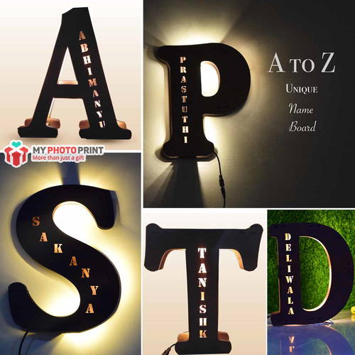 Customized A To Z Alphabet Wooden Name Board Without Crown Multicolor ...