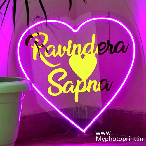 Personalized Love Couple Name With Heart Led Neon Sign Decorative Ligh ...