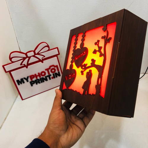 Customized Wooden Couple Light Box With Your Name – MyPhotoPrint.in