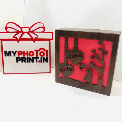 Customized Wooden Couple Light Box With Your Name – MyPhotoPrint.in