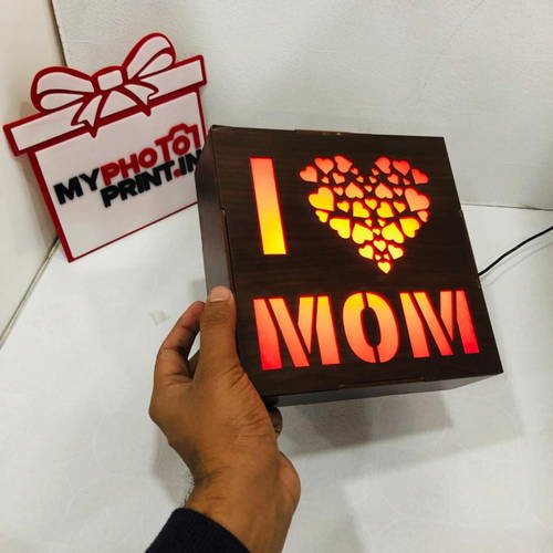 Customized Wooden Light Box for Mom – MyPhotoPrint.in