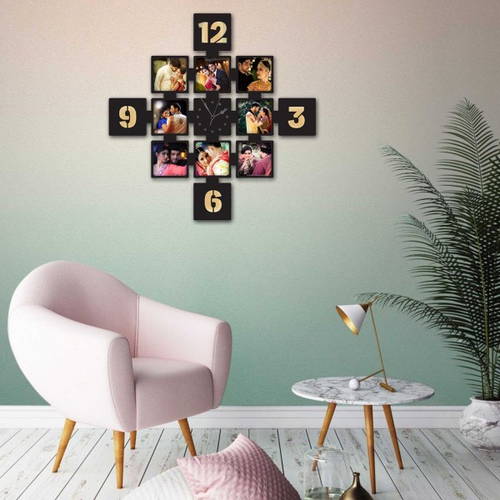 Customized Myphotoprint Gold Photo Clock Frame Collage 8 Photos Your T ...