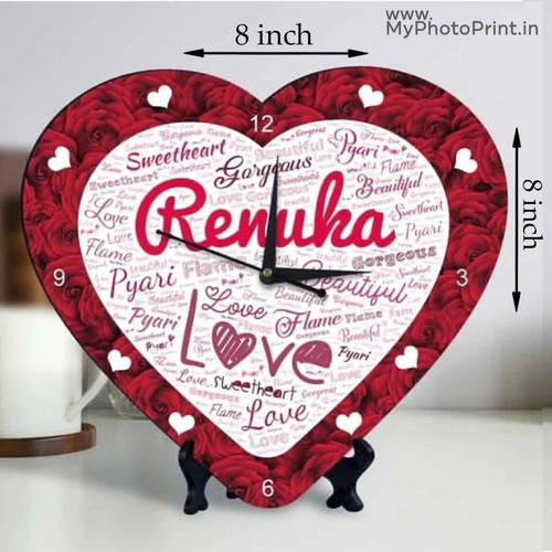 Customized Heart Shape Clock With Name – MyPhotoPrint.in