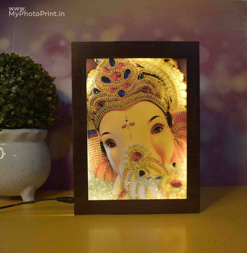 Ganesh Ji Wooden Led Frame – MyPhotoPrint.in