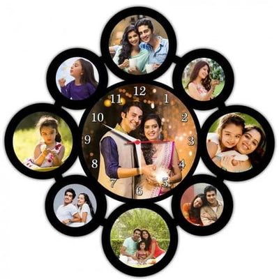 Personalised Wall Clock Frame With 9 Images – MyPhotoPrint.in