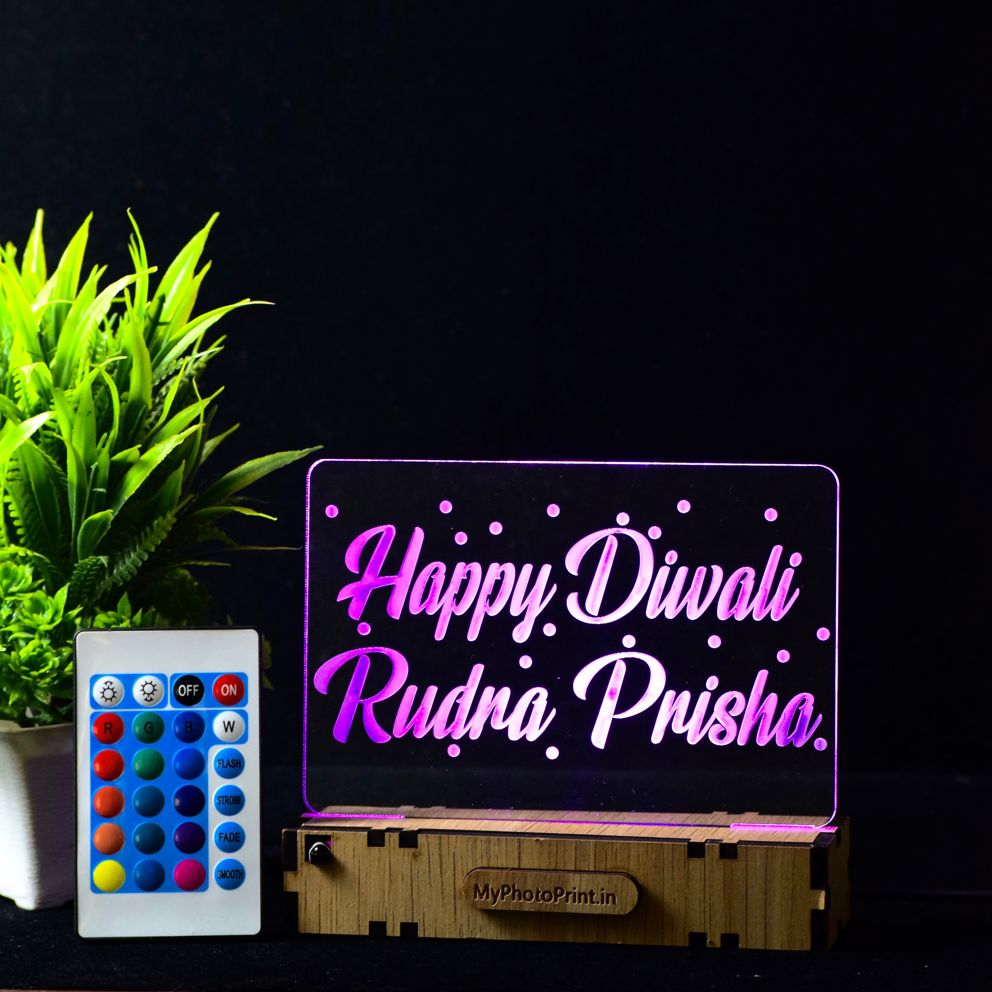 Personalized Acrylic Diwali LED Lamp – MyPhotoPrint.in