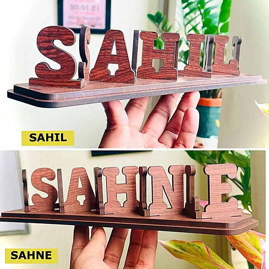 Stylish Customized Double Side Flip Wooden Name – MyPhotoPrint.in